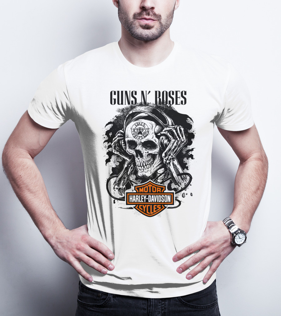 Guns N' Roses Harley Davidson Skull T-Shirt