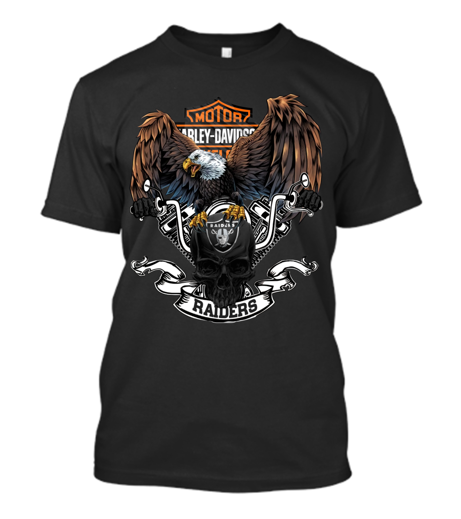Nfl Oakland Raiders Harley Davidson Eagle Skull Motor Raiders T-Shirt