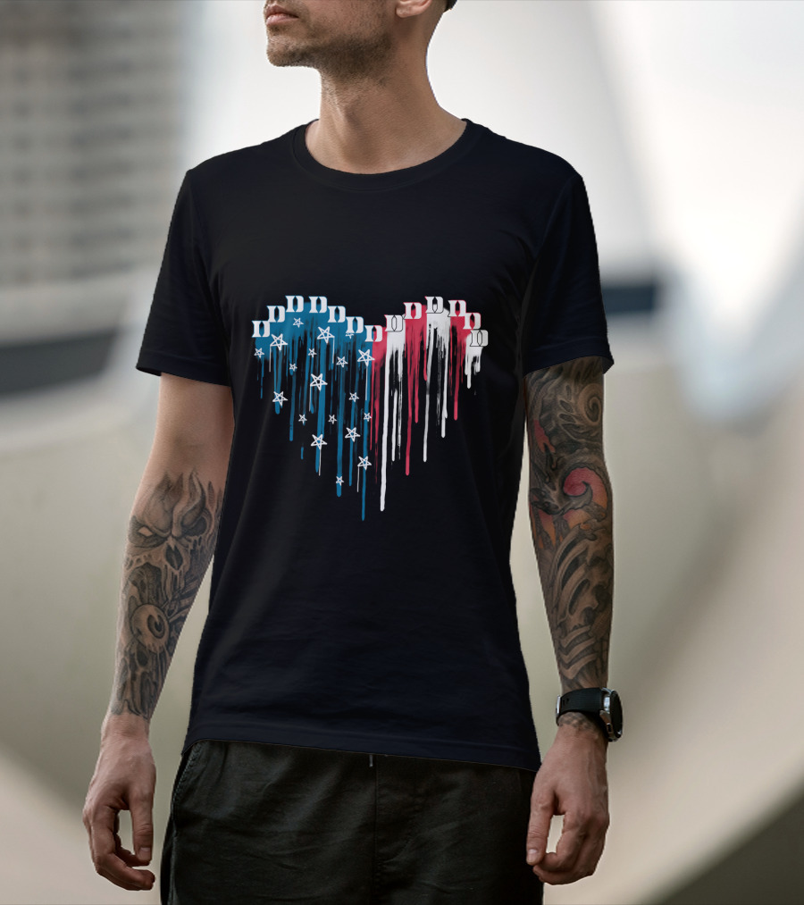 Duke Blue Devils Dripping American Flag Heart T-Shirt