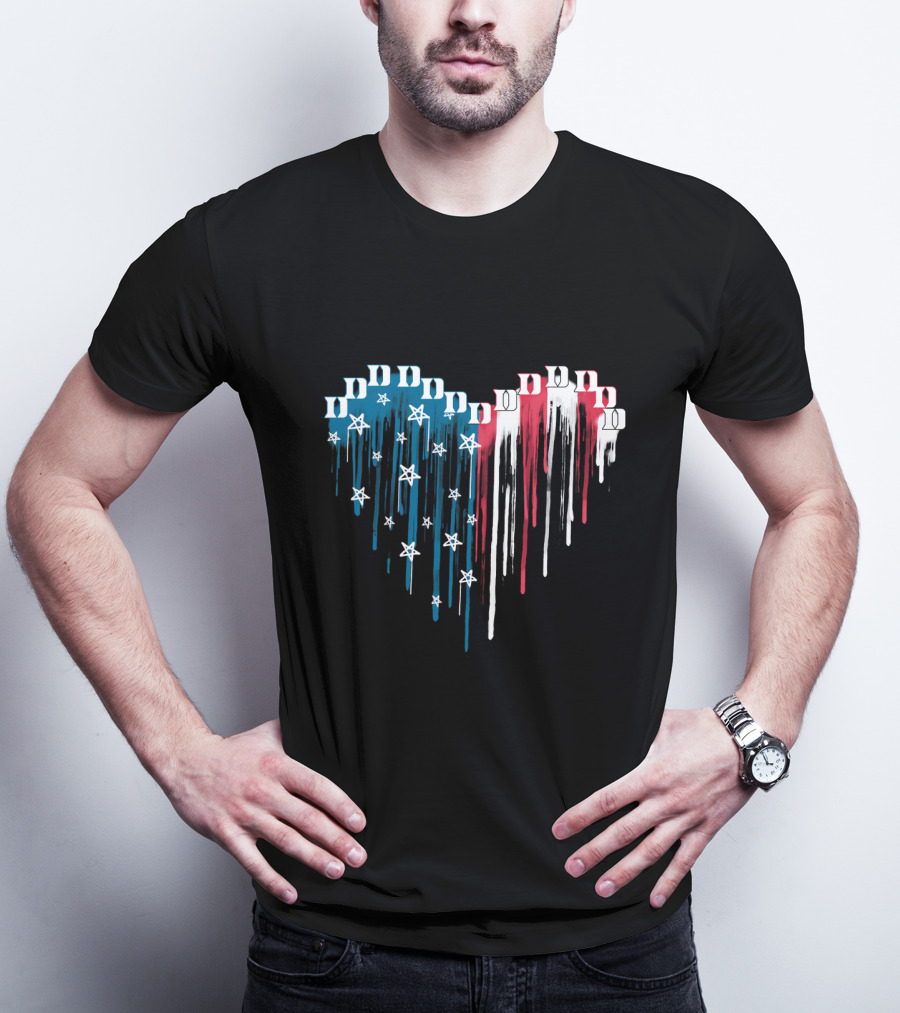 Duke Blue Devils Dripping American Flag Heart T-Shirt