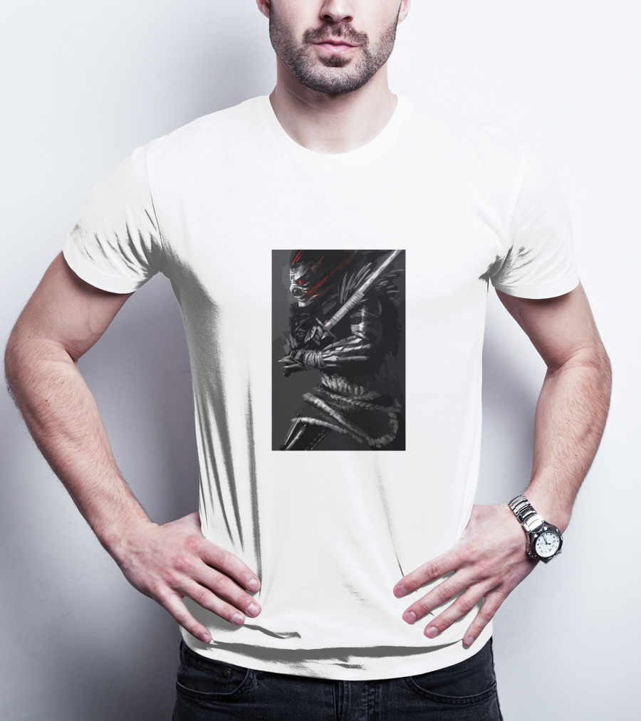 Dark Sword-Wielding Assassin Warrior T-Shirt