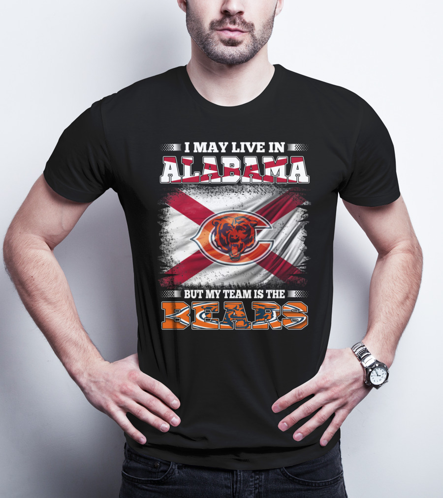 I May Live In Alabama But My Team Is The Bears Florida Flag T-Shirt