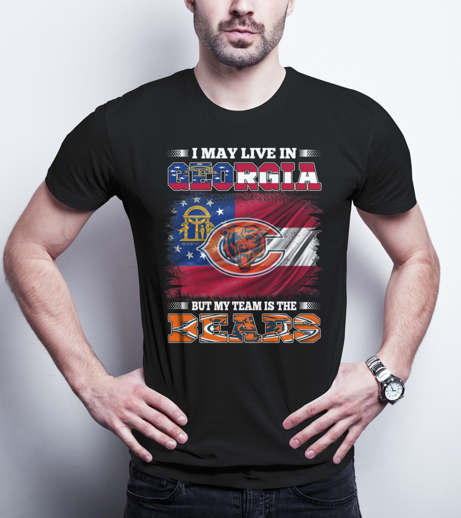 I May Live In Georgia Flag Mix But My Team Is The Bears T-Shirt