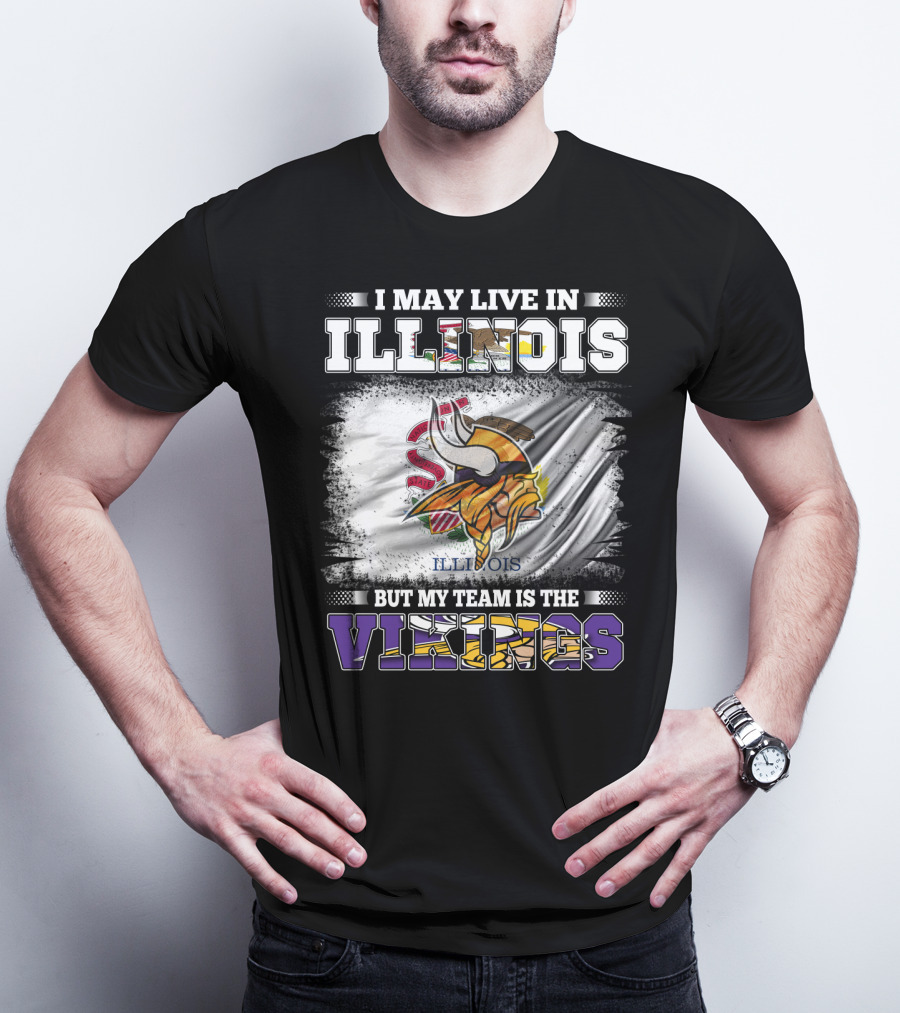 Illinois Loyalty With Vikings Team Pride Flag T-Shirt