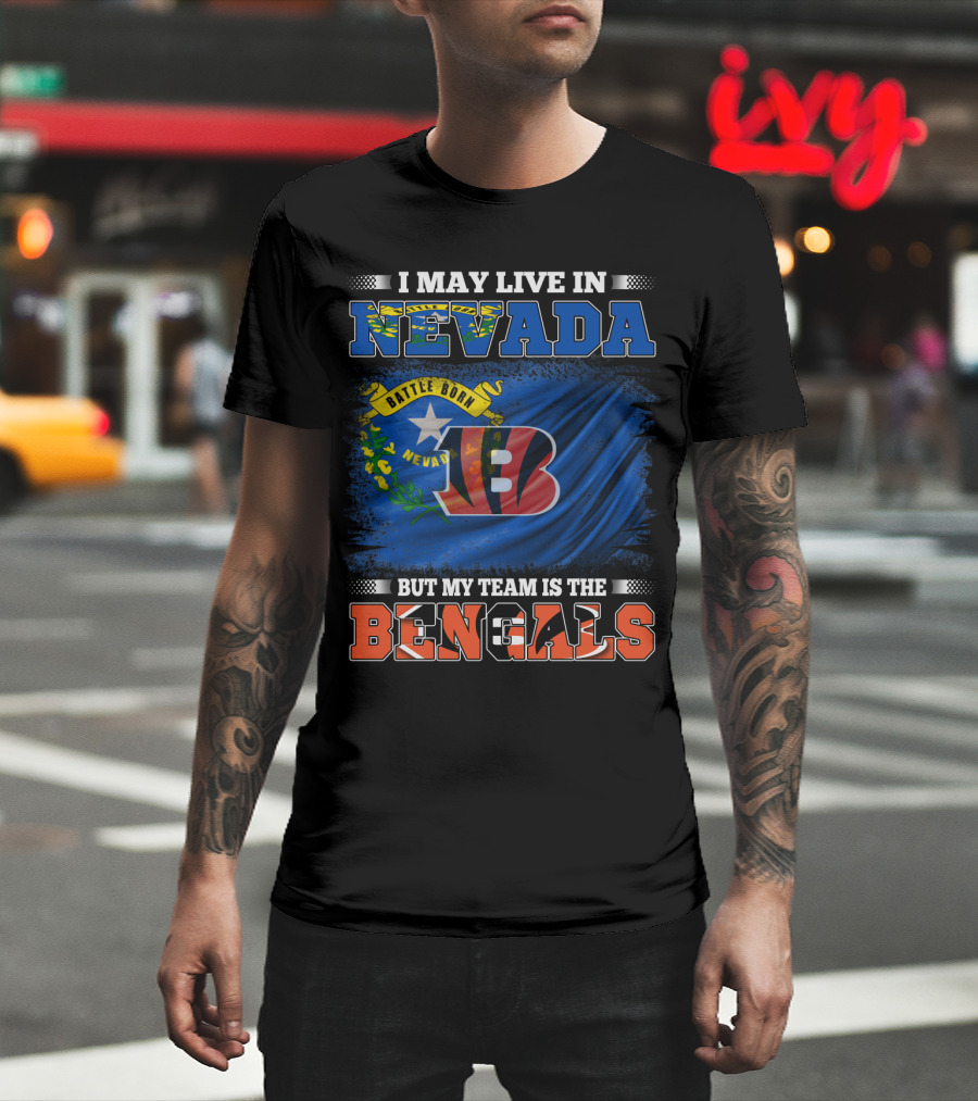 Nevada Pride With Bengals Team Allegiance And Flag T-Shirt