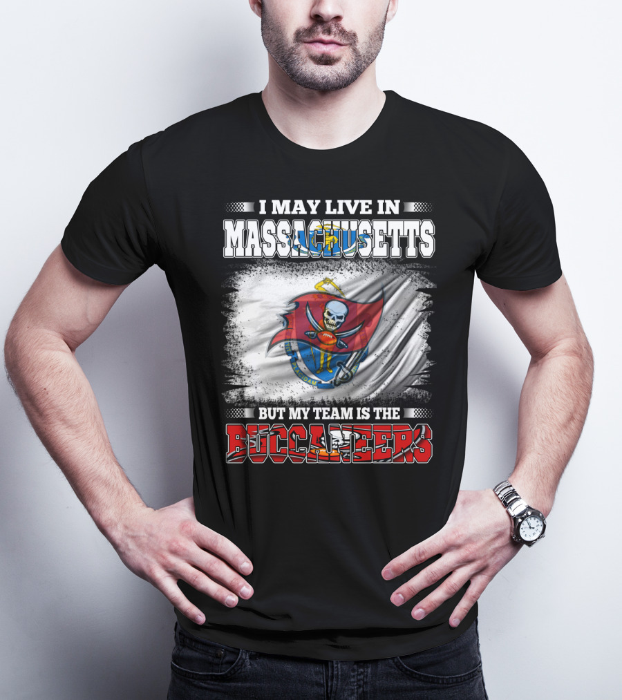 Massachusetts Resident Supporting Buccaneers With Flag And Skull T-Shirt