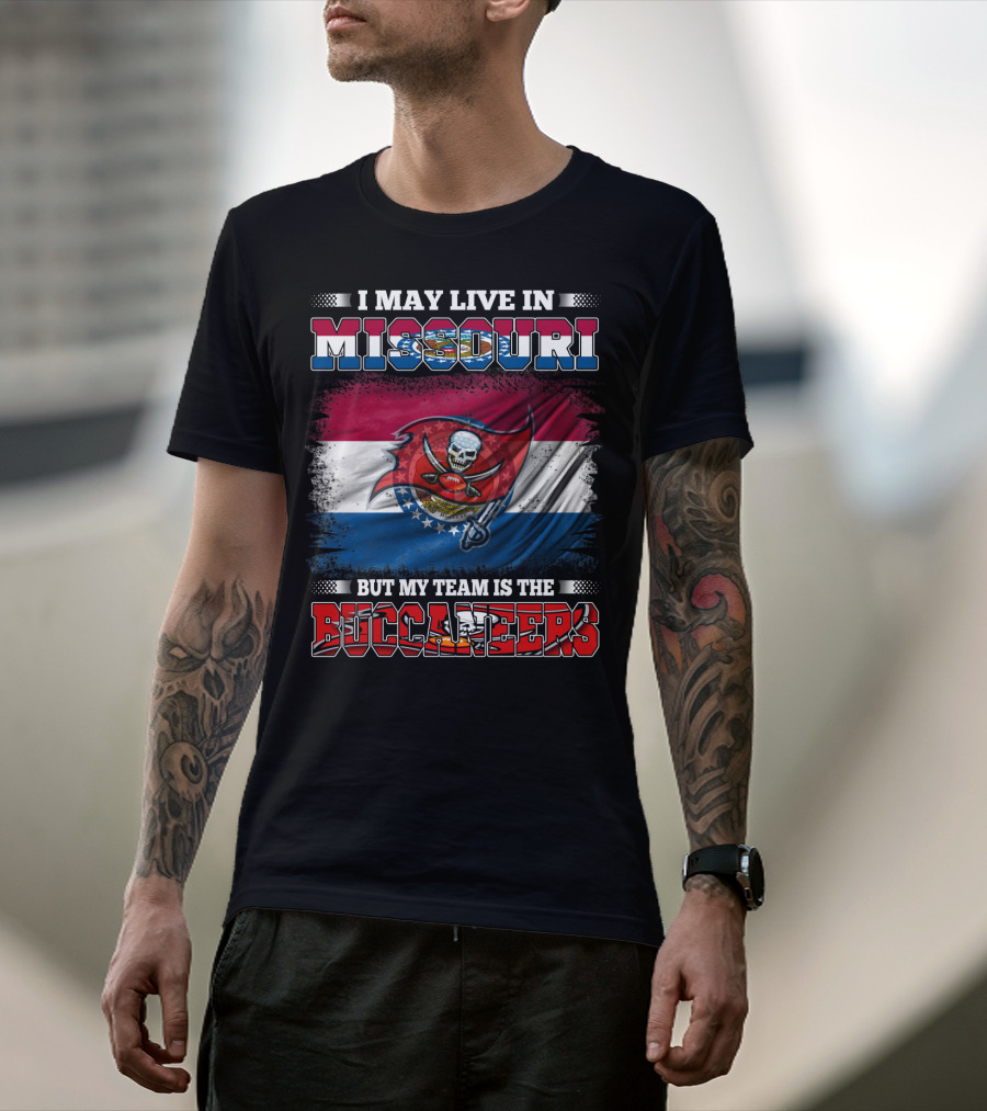 Missouri Fan With Buccaneers Pride And Team Spirit Flag T-Shirt