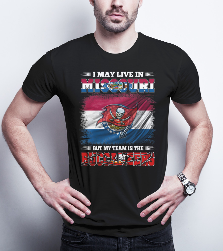 Missouri Fan With Buccaneers Pride And Team Spirit Flag T-Shirt