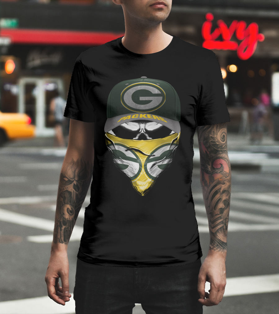 Green Bay Packers G Logo Face Mask And Hat T-Shirt