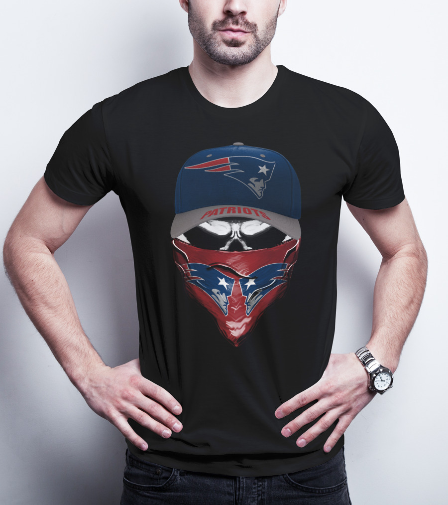 New England Patriots Hat And Bandana Skull Style T-Shirt