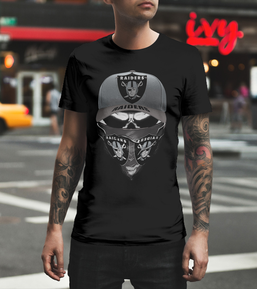 Raiders Logo Cap And Bandana With Pirate Shield Motif T-Shirt