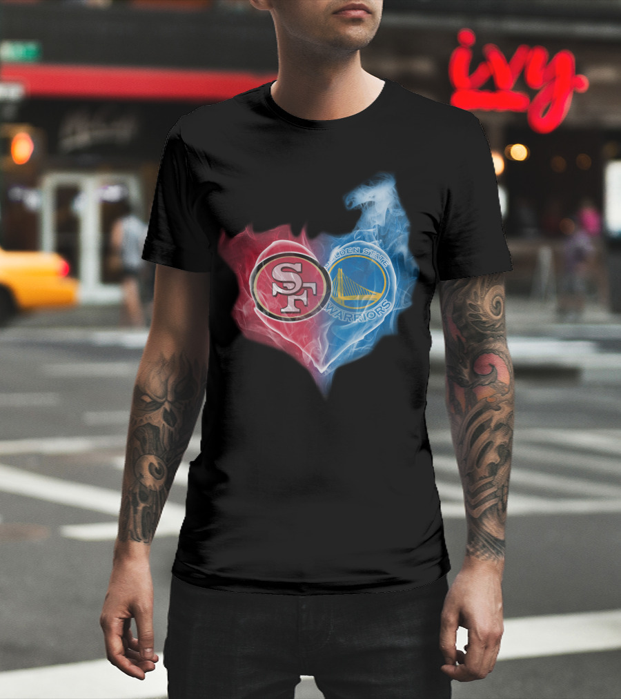 San Francisco 49ers Golden State Warriors Heart Fusion T-Shirt