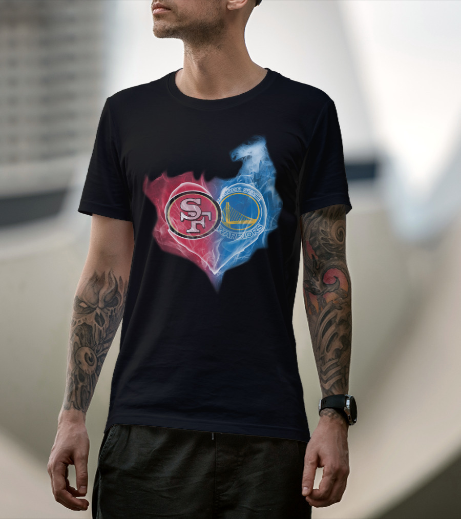 San Francisco 49ers Golden State Warriors Heart Fusion T-Shirt