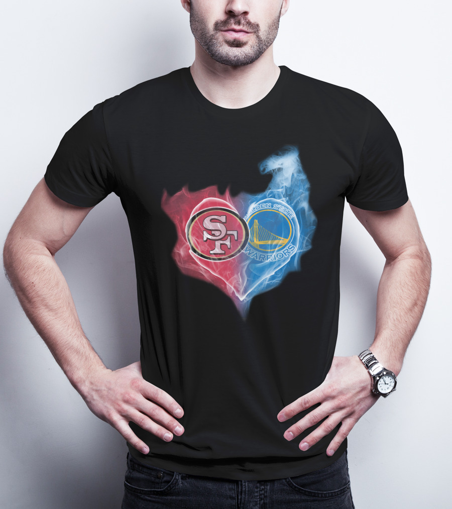 San Francisco 49ers Golden State Warriors Heart Fusion T-Shirt