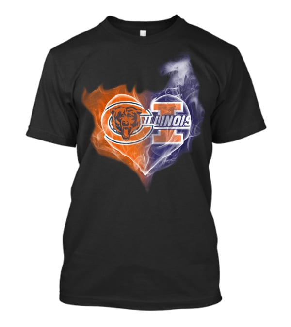 Chicago Bears Illinois Fighting Illini Heart Smoke T-Shirt