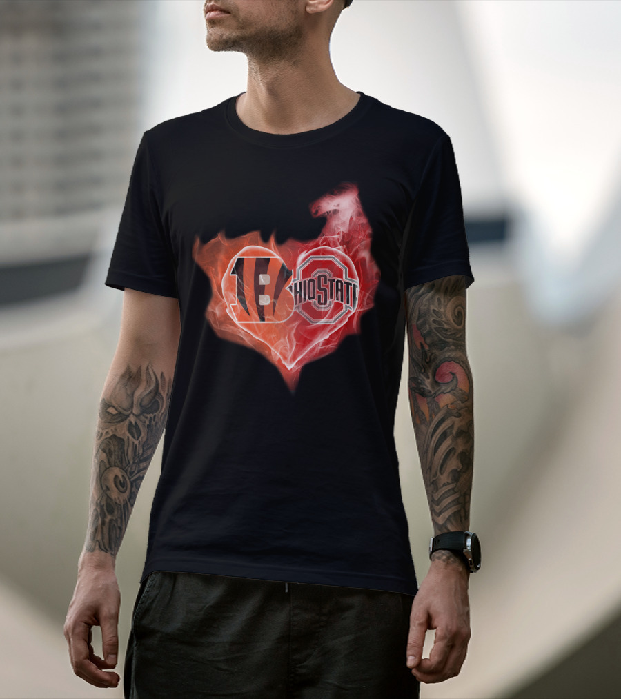 Bengals Ohio State Heart Fusion T-Shirt