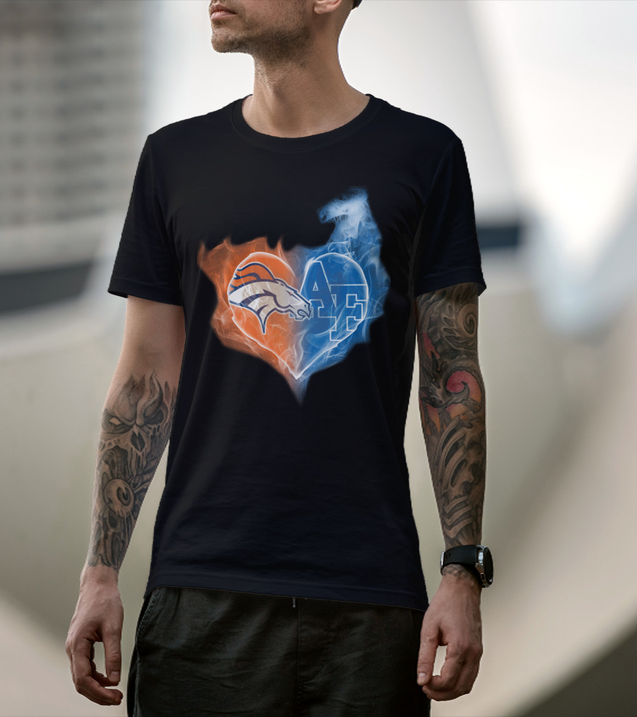 Broncos Air Force Falcons Heart T-Shirt