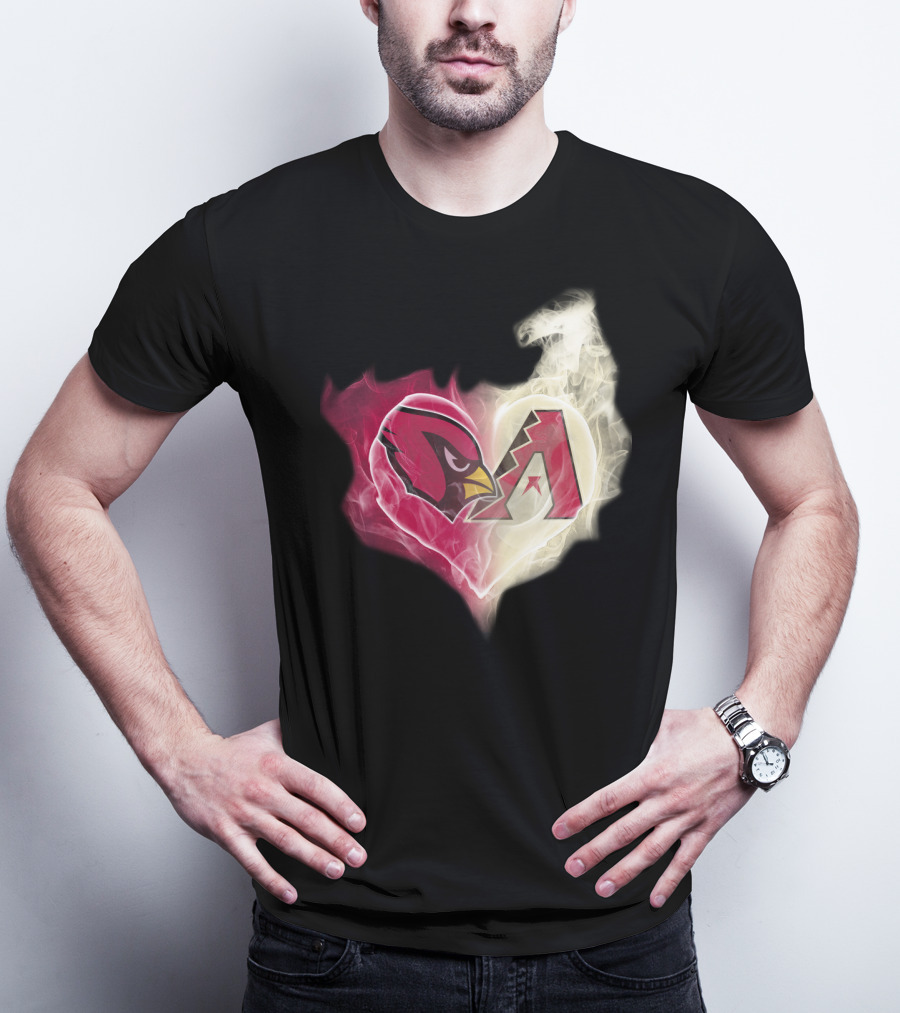 Cardinals Arizona Diamondbacks Heart Logo Fusion T-Shirt