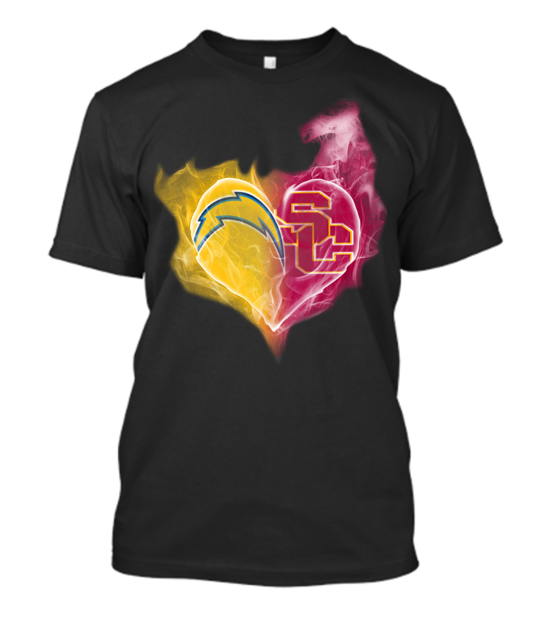 Chargers USC Trojans Heart Symbol Fusion T-Shirt