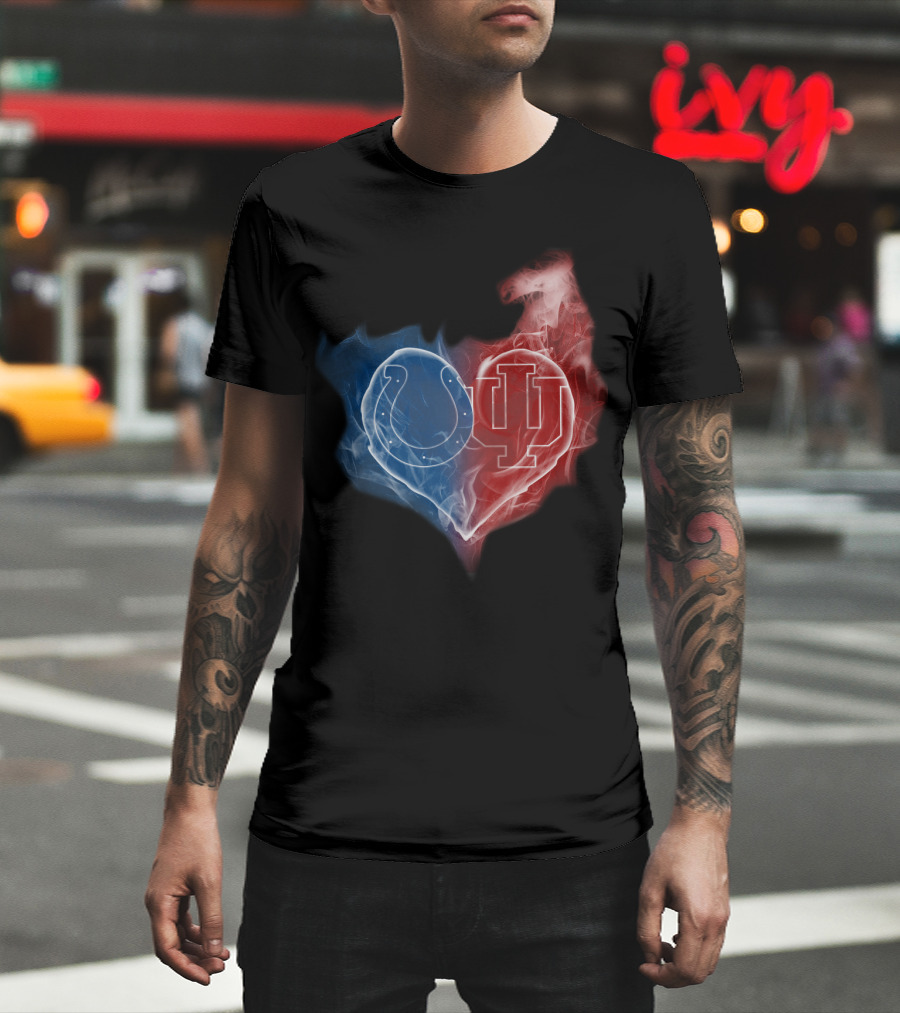 Colts Indiana Hoosiers Heart Logo Smoke T-Shirt