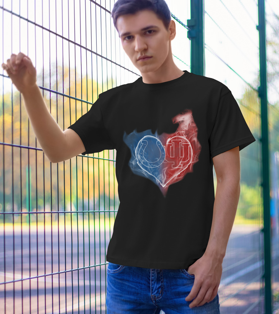 Colts Indiana Hoosiers Heart Logo Smoke T-Shirt