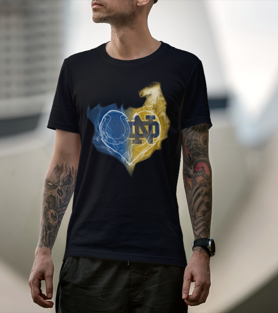 Colts Notre Dame Fighting Irish Flame Heart T-Shirt