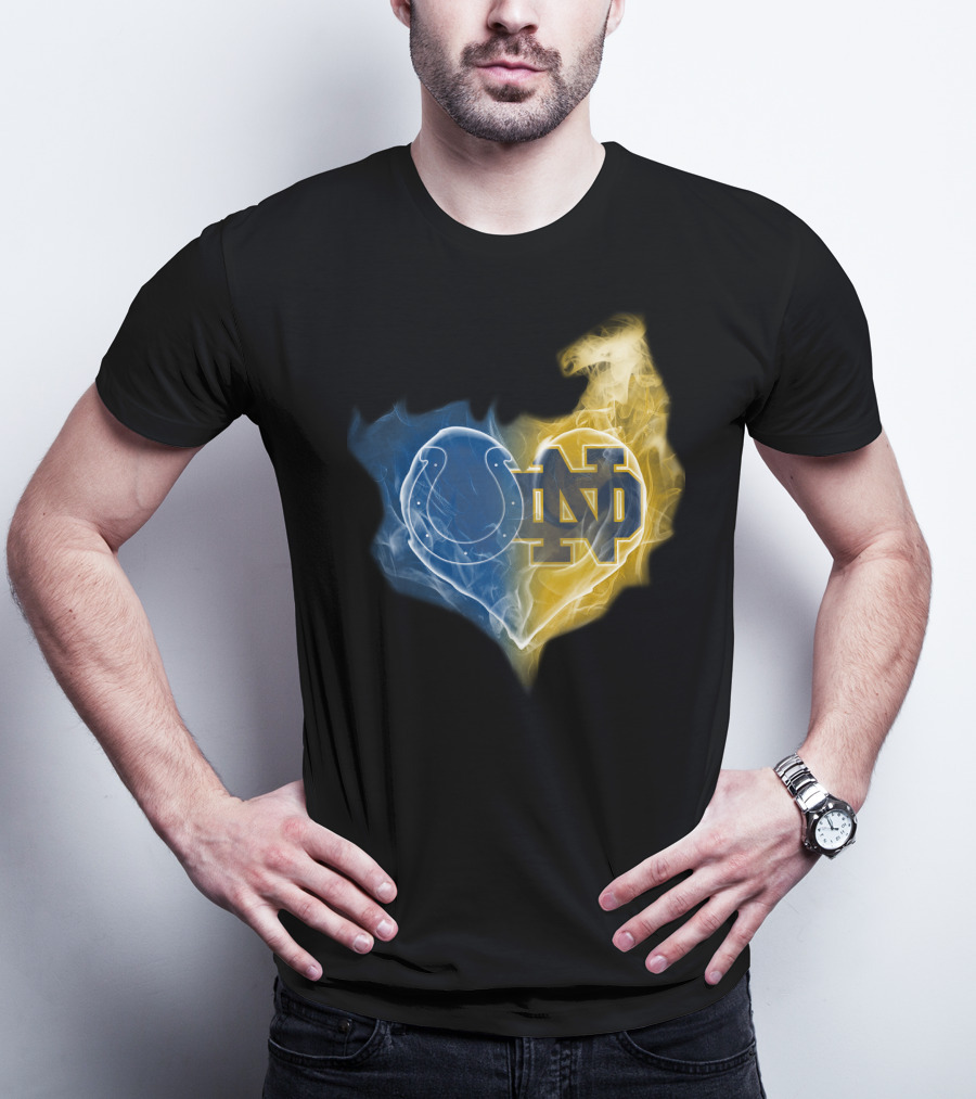 Colts Notre Dame Fighting Irish Flame Heart T-Shirt