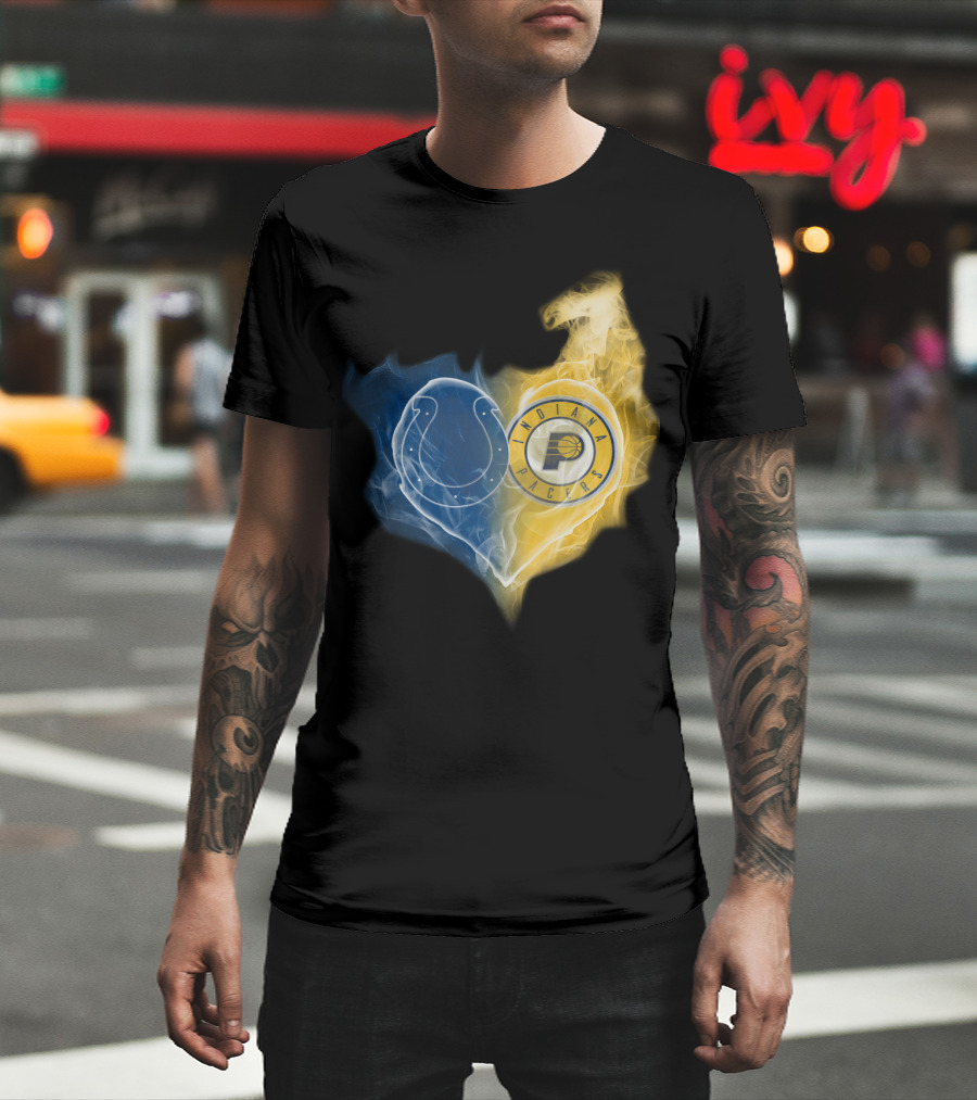 Colts Indiana Pacers Heart Logo Fusion T-Shirt