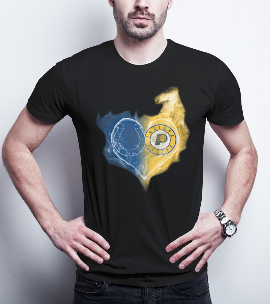 Colts Indiana Pacers Heart Logo Fusion T-Shirt