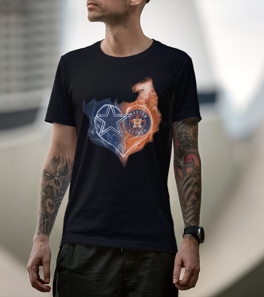 Dallas Cowboys Houston Astros Heartfire Collaboration T-Shirt