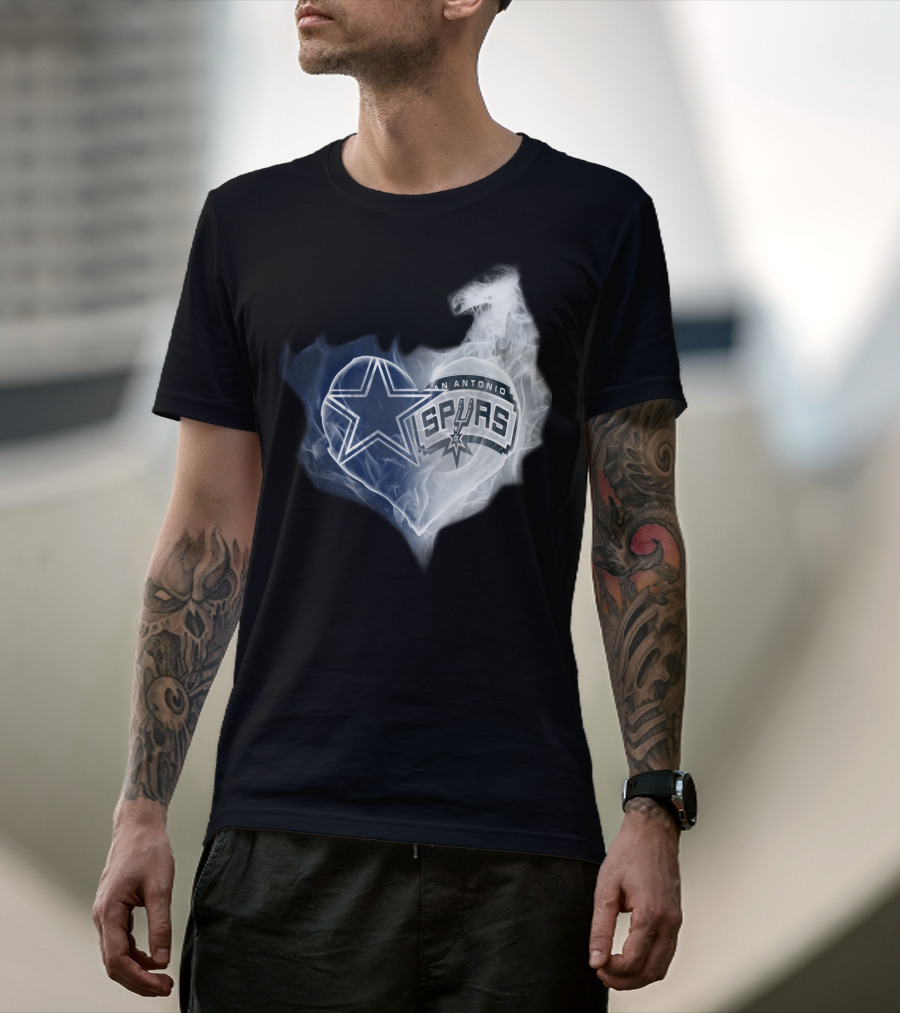 Cowboys San Antonio Spurs Heart Smoke T-Shirt