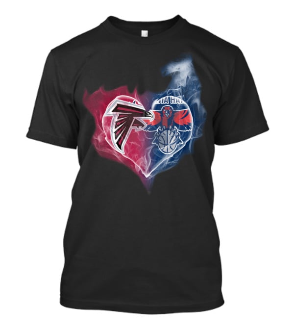 Falcons Atlanta Hawks Heart Logo Fusion T-Shirt