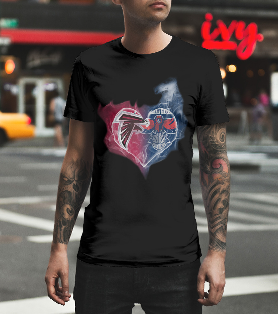 Falcons Atlanta Hawks Heart Logo Fusion T-Shirt