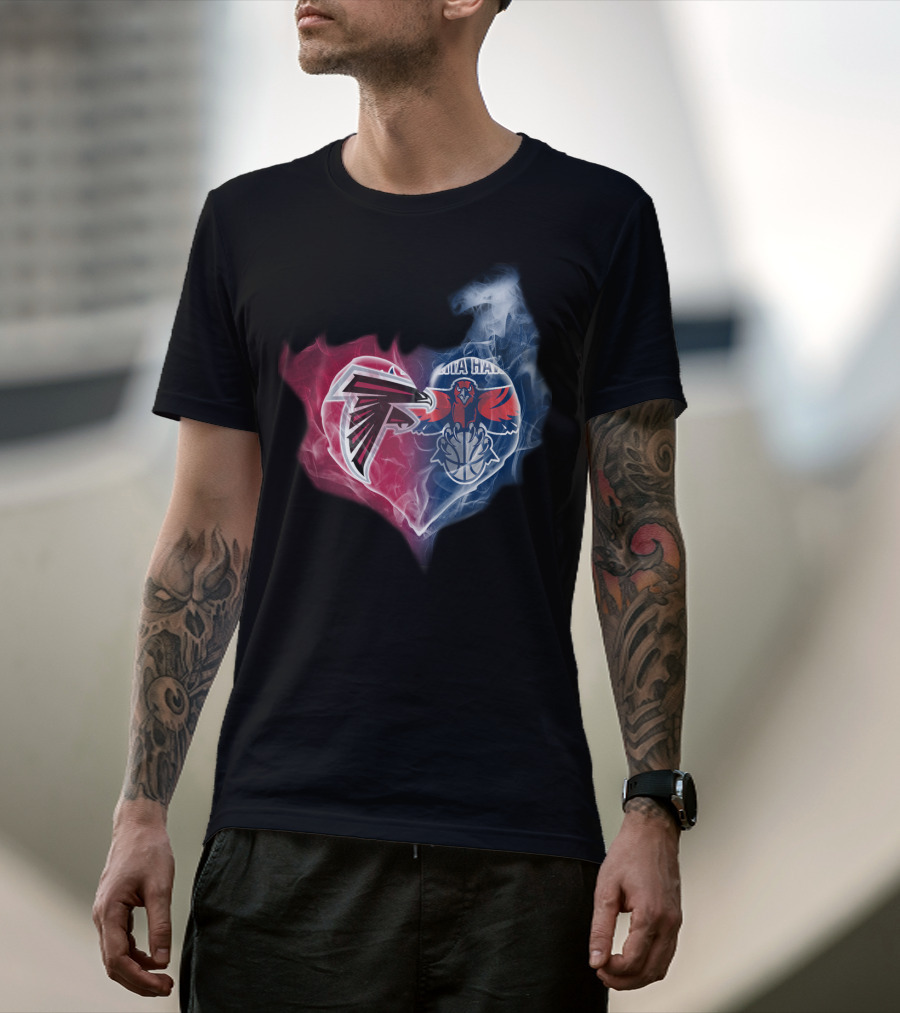Falcons Atlanta Hawks Heart Logo Fusion T-Shirt