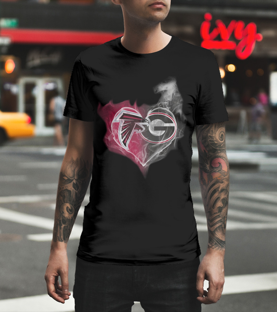 Atlanta Falcons Georgia Bulldogs Heart Smoke T-Shirt