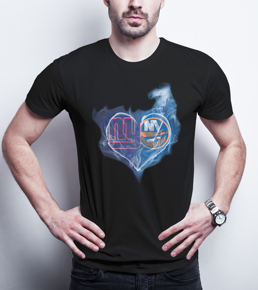 NY Giants Islanders Heart Smoke T-Shirt