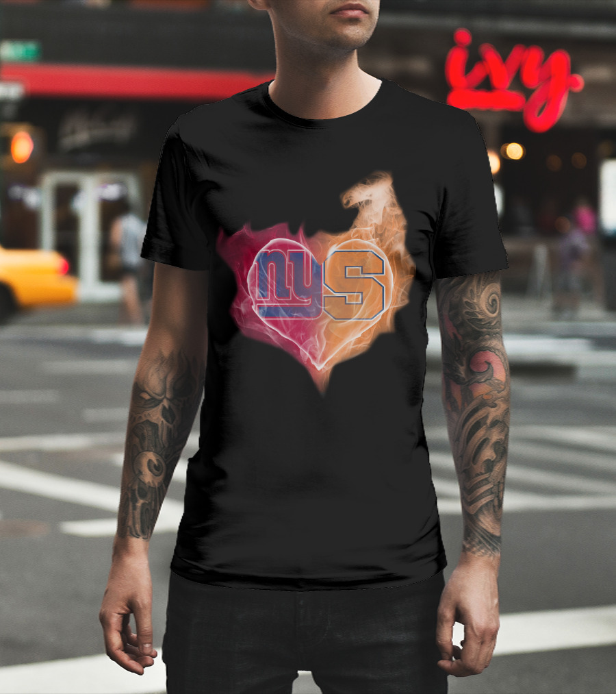 New York Giants Syracuse Orange Ny Heart Flame T-Shirt