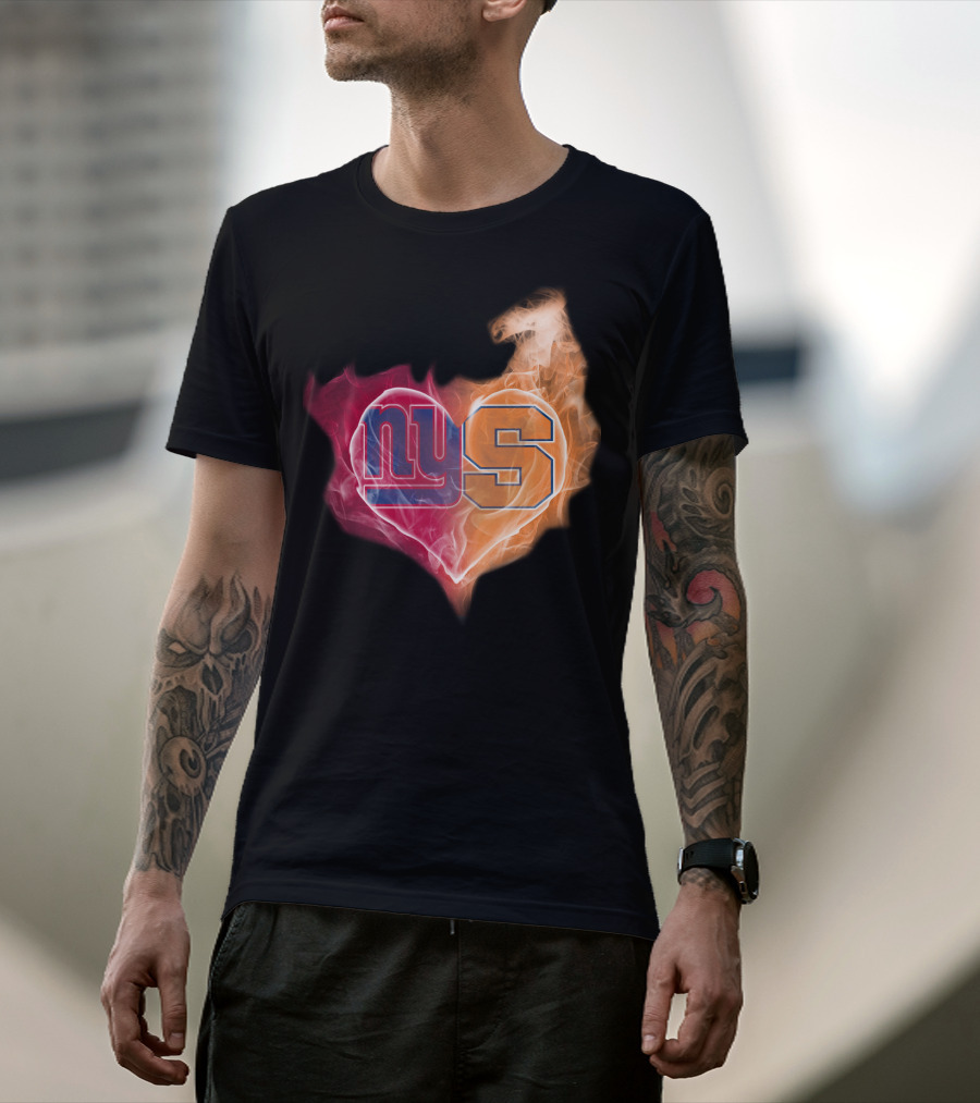 New York Giants Syracuse Orange Ny Heart Flame T-Shirt