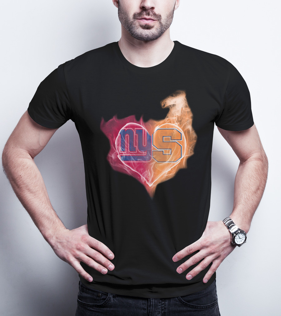 New York Giants Syracuse Orange Ny Heart Flame T-Shirt