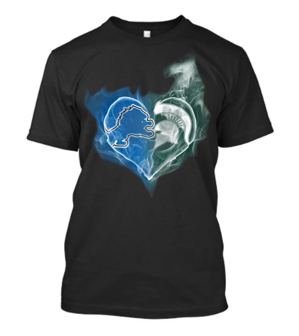 Detroit Lions Michigan State Spartans Heart Logo Fusion T-Shirt