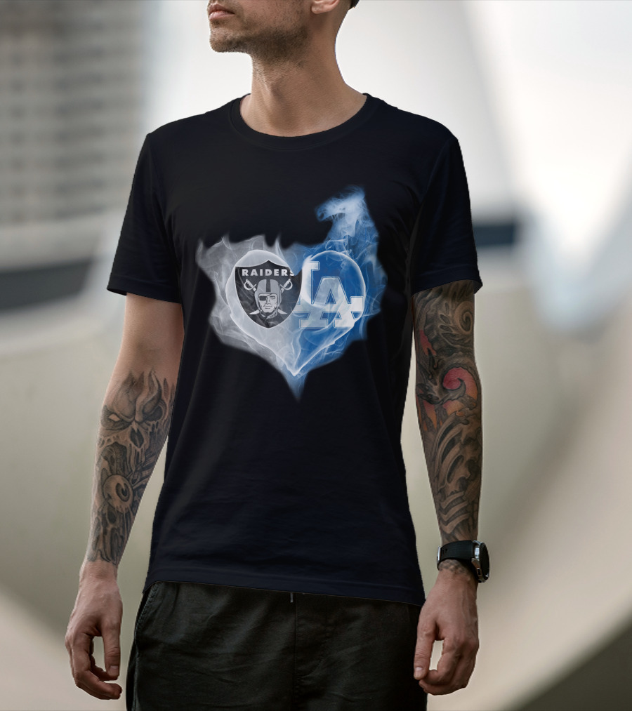Raiders LA Dodgers Smoke Heart T-Shirt