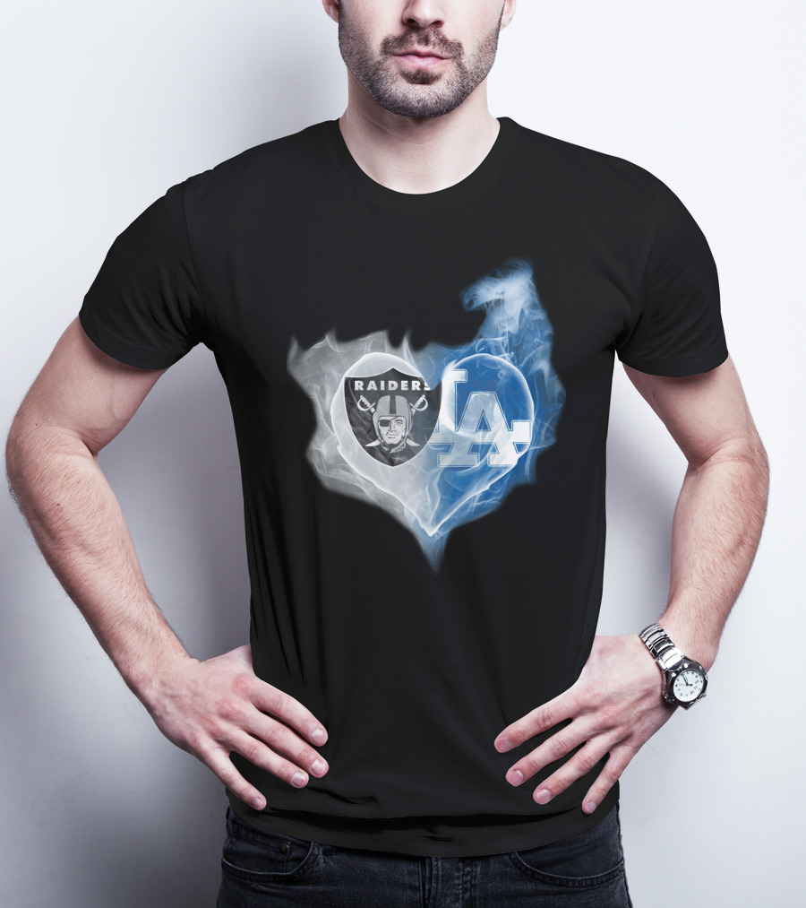 Raiders LA Dodgers Smoke Heart T-Shirt