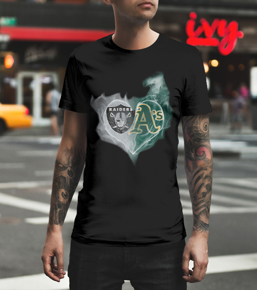 Raiders A's Heart Smoke T-Shirt