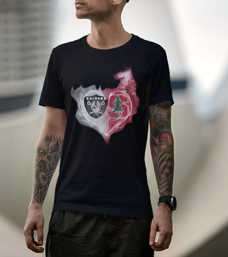 Raiders Stanford Cardinal Heart Emblem Fusion T-Shirt