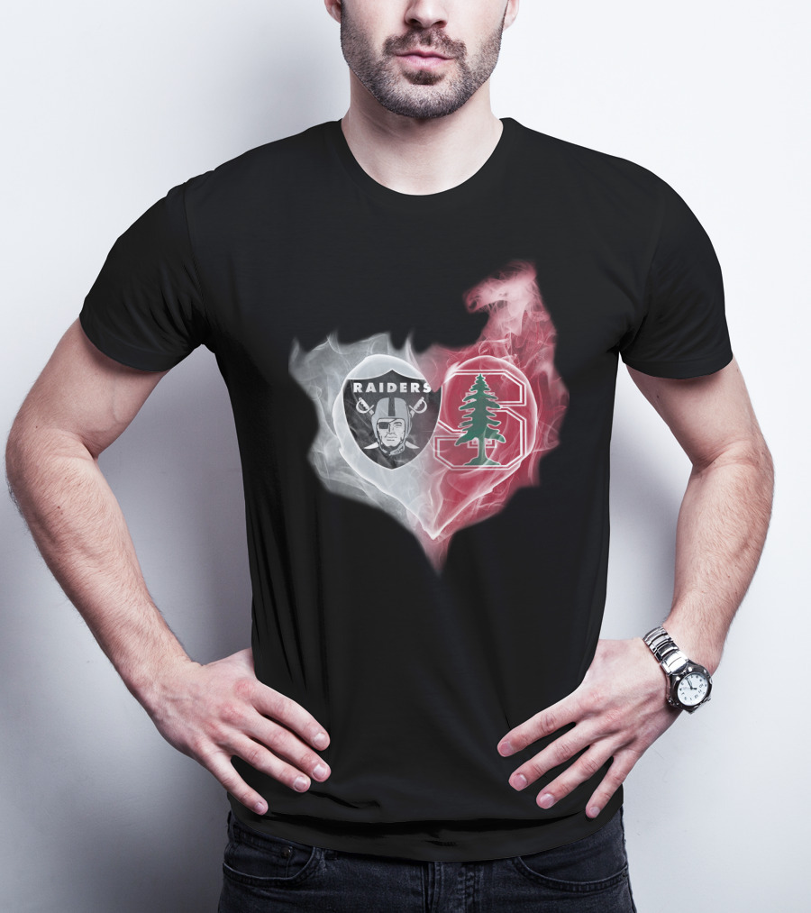 Raiders Stanford Cardinal Heart Emblem Fusion T-Shirt