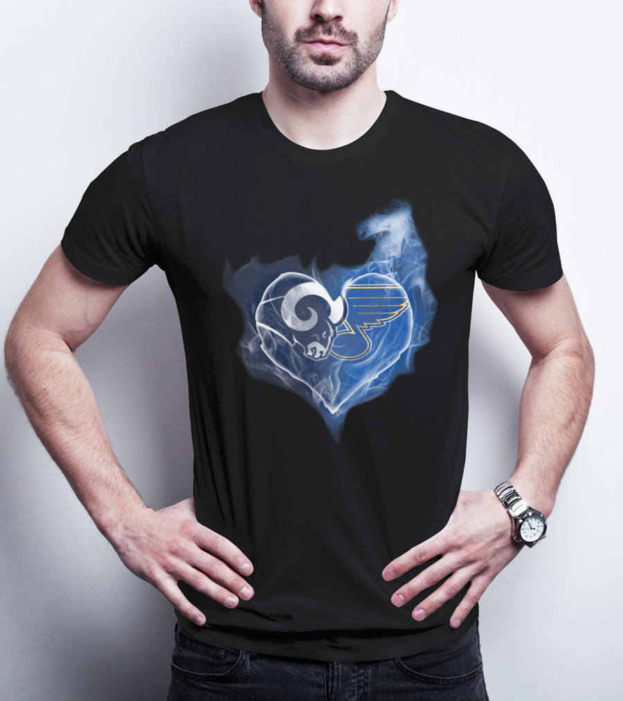 Rams St Louis Blues Heart Smoke Fusion T-Shirt