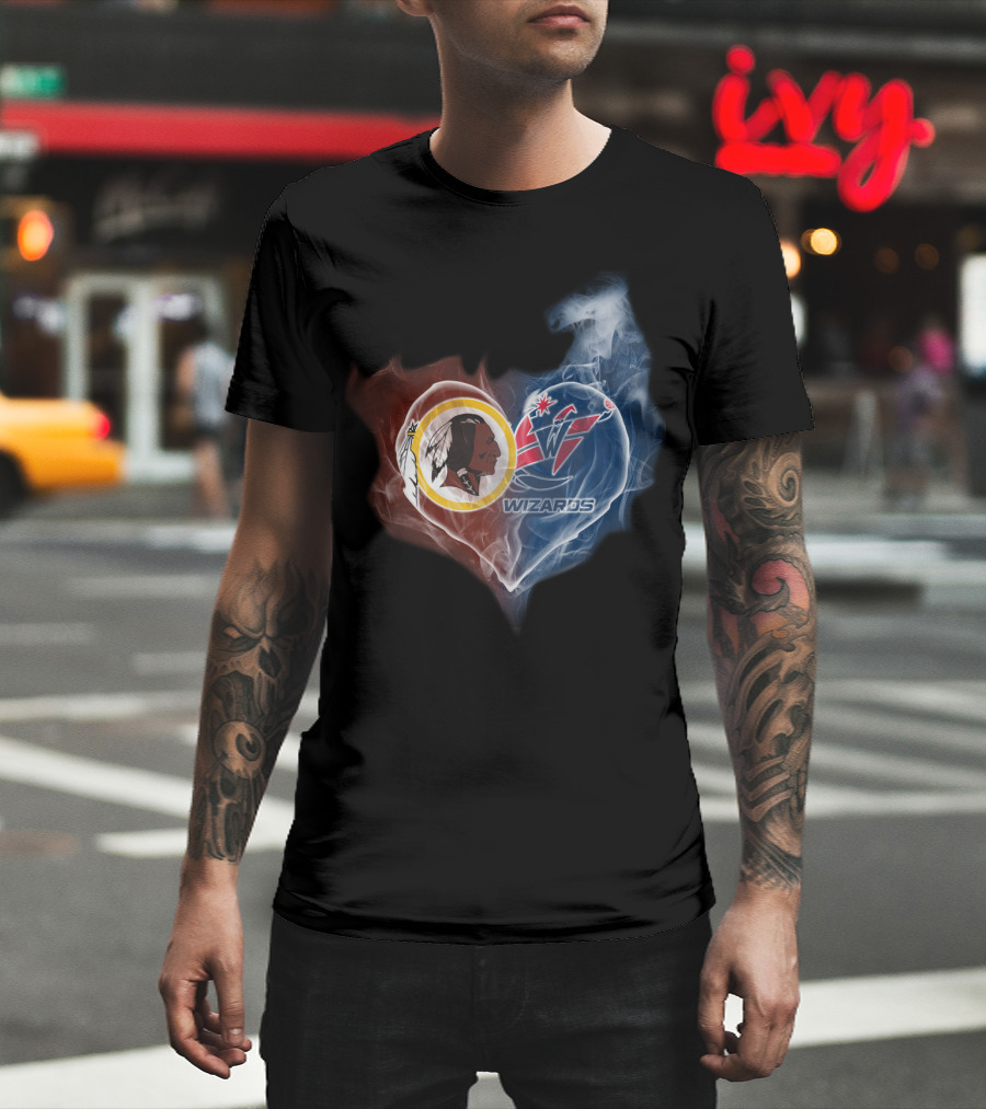 Redskins Washington Wizards Heart Smoke Effect T-Shirt