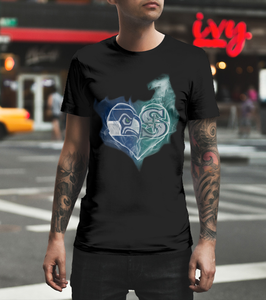 Seahawks Mariners Heart Emblem T-Shirt