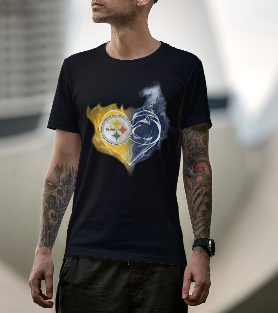 Steelers Penn State Nittany Lions Heart Flame T-Shirt