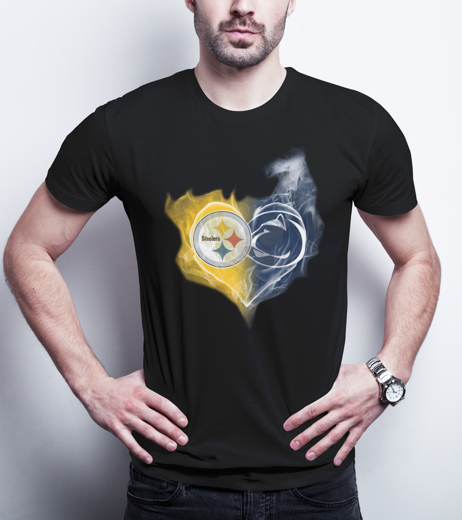 Steelers Penn State Nittany Lions Heart Flame T-Shirt
